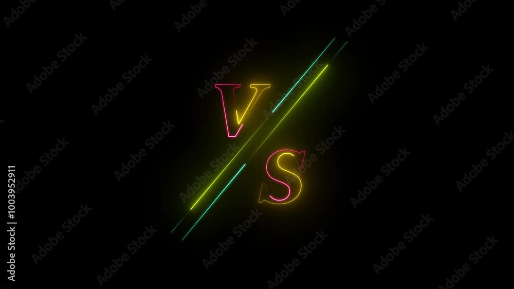 VS versus neon animated versus vs multiplayer co op team with smoky ...
