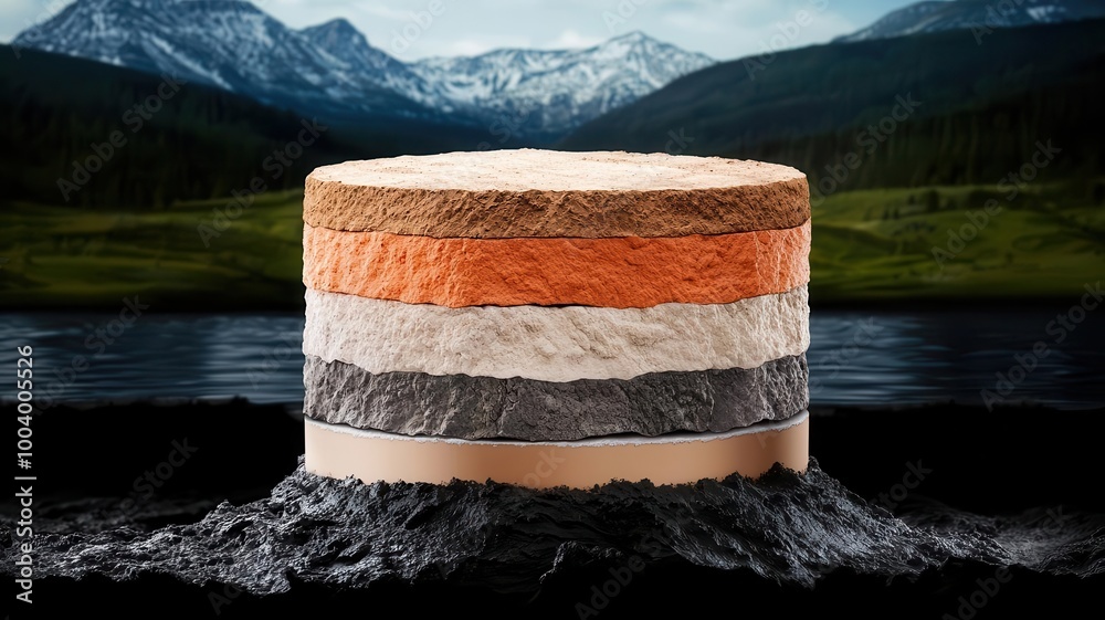Crosssection of an earthfilled dam with detailed reinforcement layers ...
