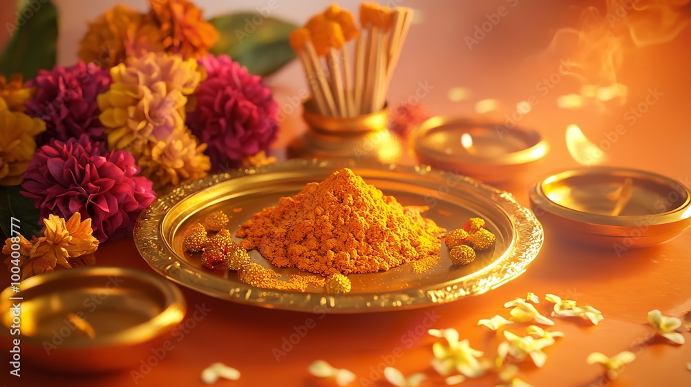 Beautifully Decorated Pooja Thali for festival celebration to worship ...