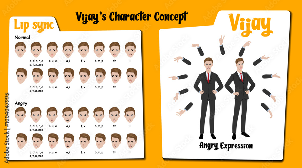 Vetor de Angry male employee cartoon character AKA Vijay, men wearing ...