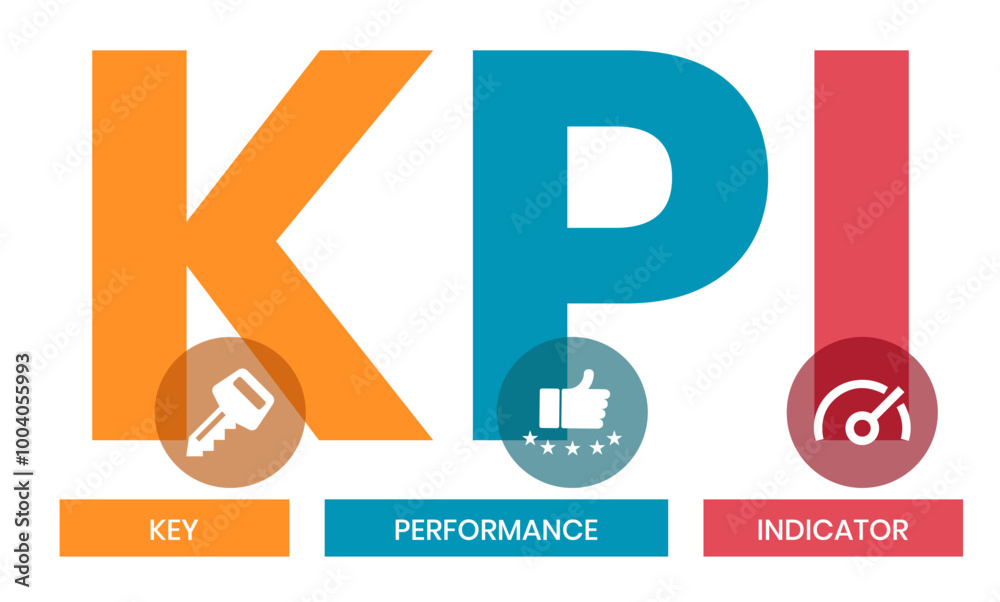 KPI - Key Performance Indicator acronym. lettering illustration with ...