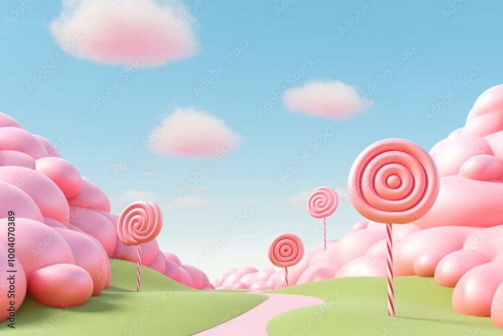 Lollipop landscape cartoon candy. Stock Illustration | Adobe Stock