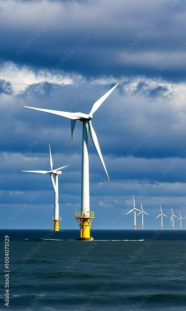 sea sea park wind day cloudy turbines windmill standing standing ...
