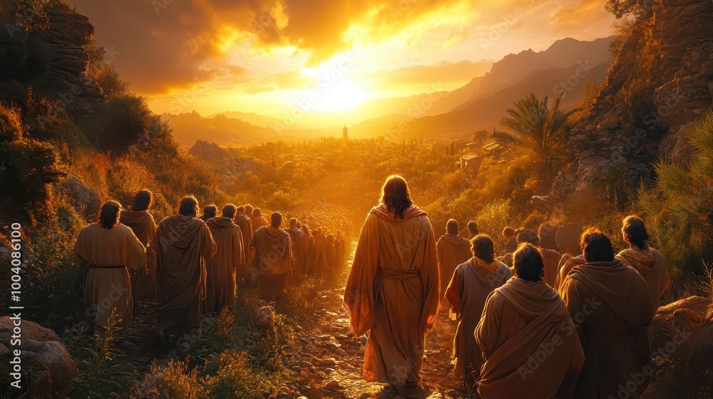 biblical scene depicting jesus christ as a holy figure surrounded by ...