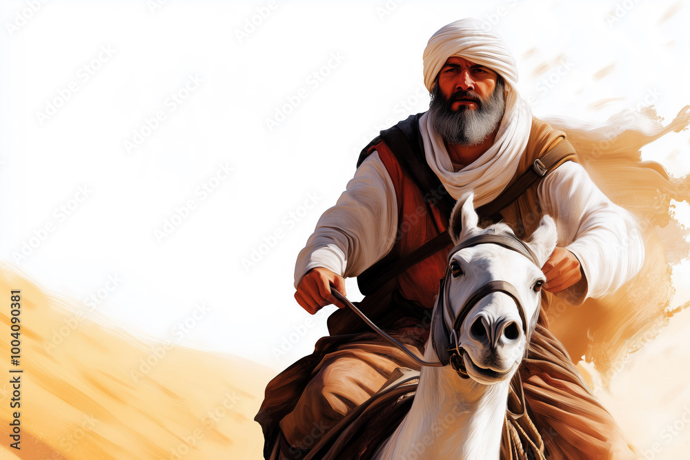Biblical depiction of Saul riding a horse through the desert ...