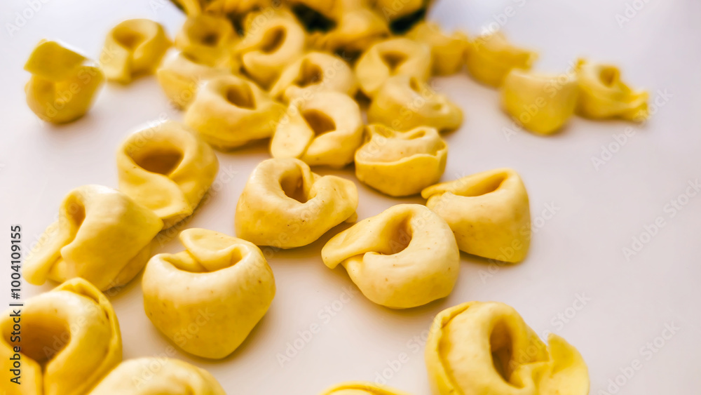 Cheese-filled pasta from Italian cuisine in the kitchen with isolated ...