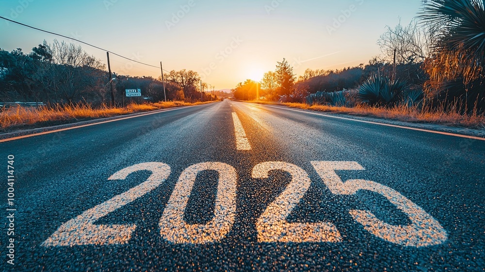 A scenic highway warmed by the setting sun giving way to 2025 ...