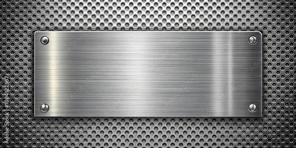 Brushed metal plate on perforated metal background texture for ...