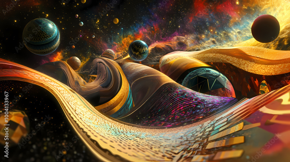 Generative AI, Colorful Dimension Swirls and Mysterious Celestial ...