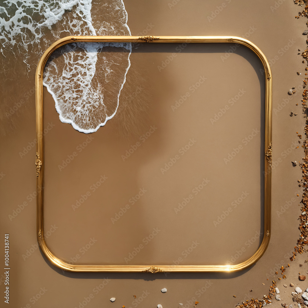 mesmerizing aerial view of a beach with a golden square with rounded ...