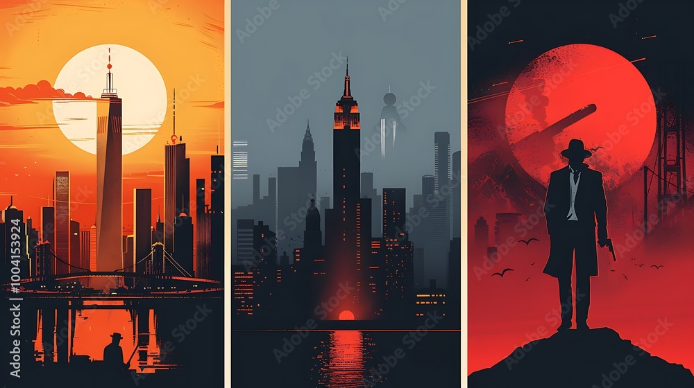 Minimalist movie poster templates featuring iconic designs, each with a ...