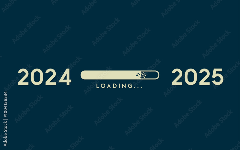 2025 countdown concept. Loading bar of 2024 to 2025. The loading of bar ...