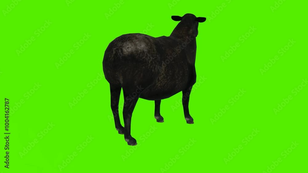 3d render green screen chroma key animation isolated Black goat in ...