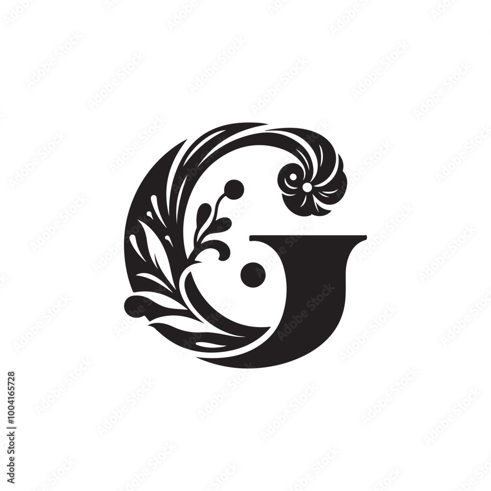 Stylish G Letter Logo Icon with Leaf Shape: A Nature-Inspired Design ...