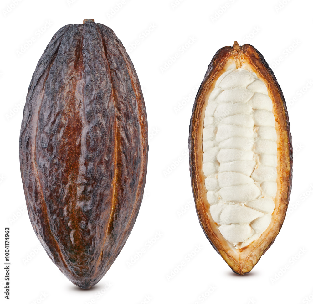 Cocoa set Clipping Path. Cocoa and half isolated on white background ... Cocoa set Clipping Path. Cocoa and half isolated on white background ...