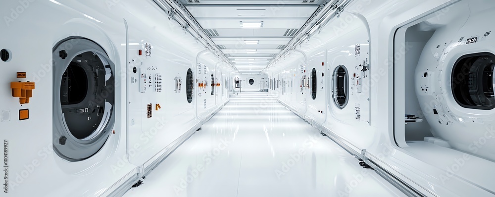 Laboratory within a space research facility with zerogravity chambers ...