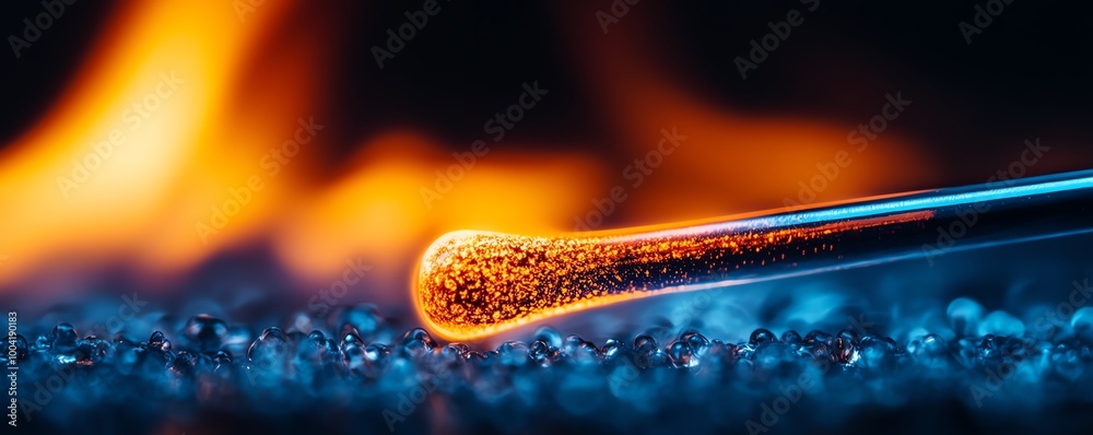 Microbial loop sterilized in a Bunsen burner flame before inoculating cultures, inoculating loop ...