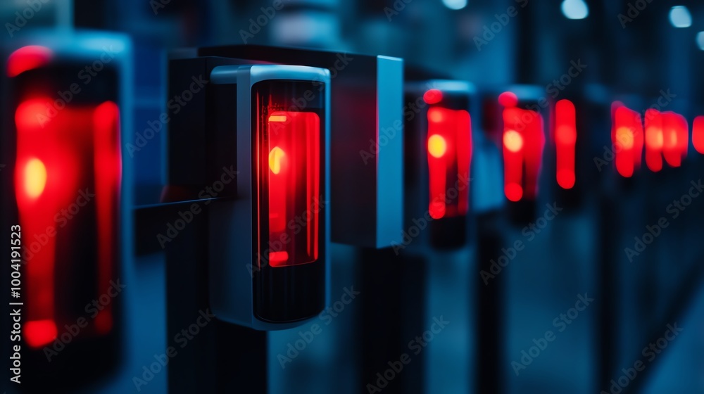 Security checkpoint at a scientific facility with biometric scanners ...