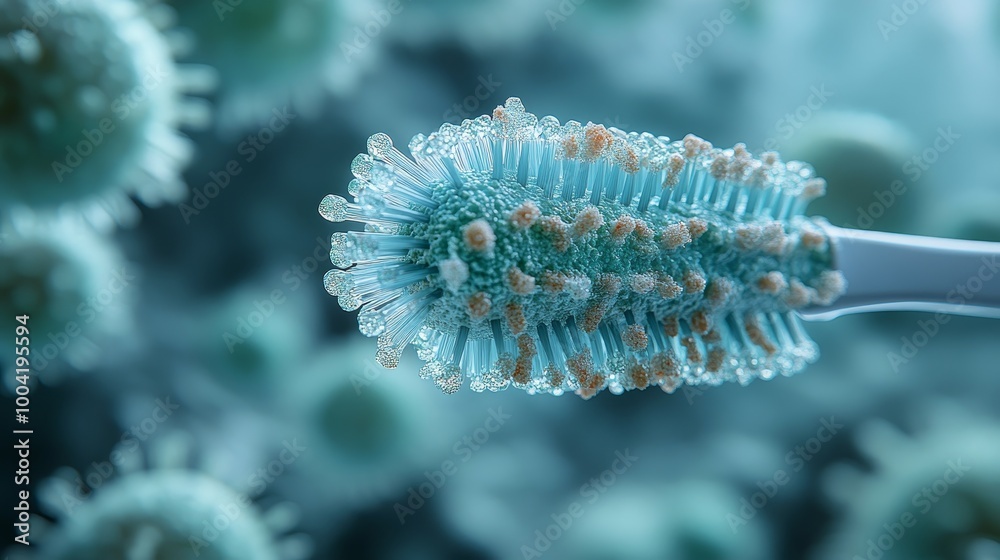 Bathroom toothbrush with visible microbial growth, [germs, bathroom ...