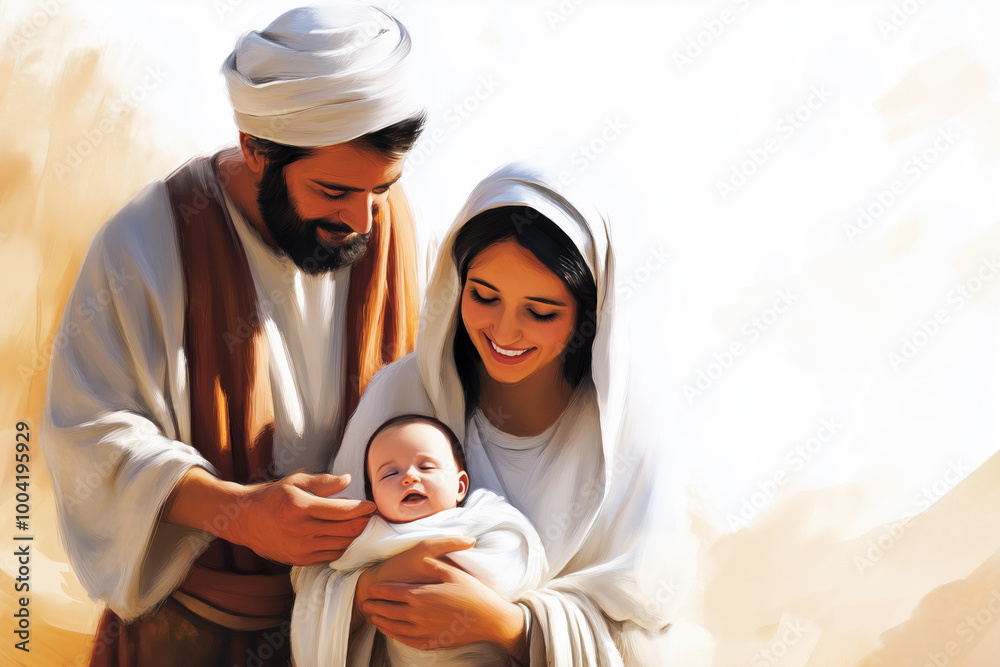 Beautiful Nativity scene featuring baby Jesus with Mary and Joseph ...