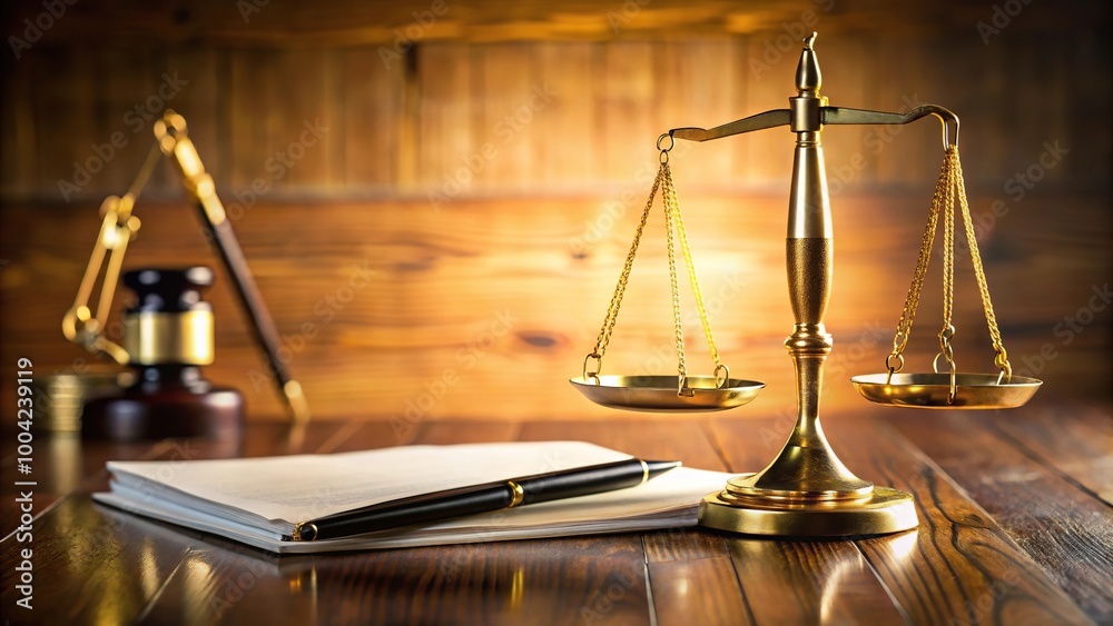 Panoramic detailed legal agreement with highlighted clauses and a pen ...