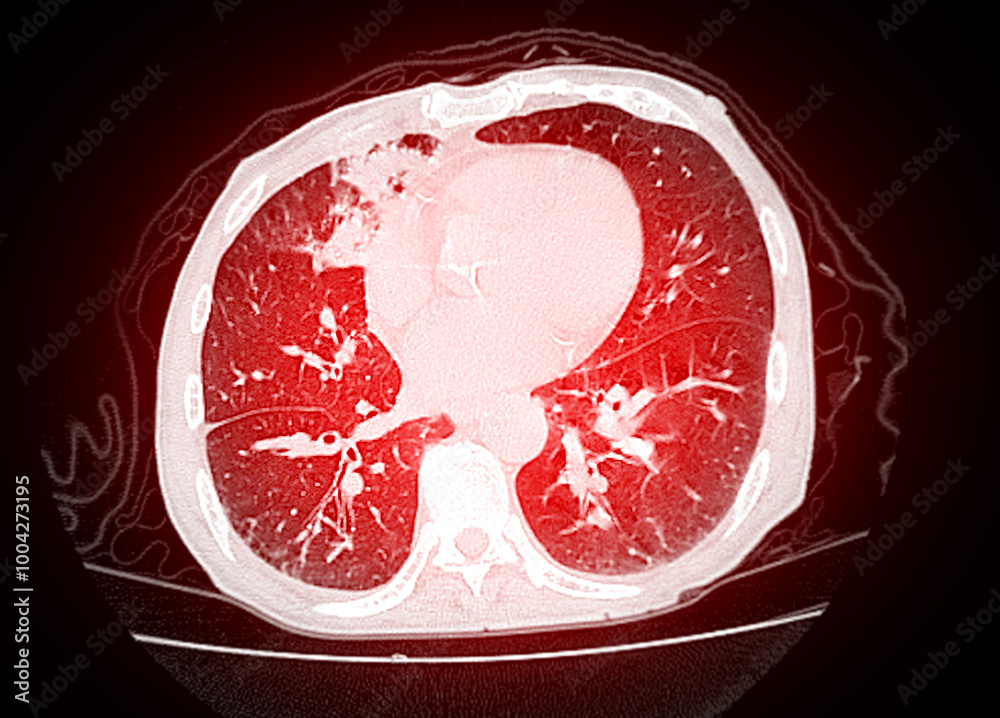 A CT scan of the chest, featuring the lungs and heart, used for ...