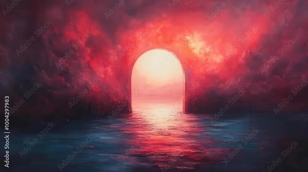 resurrection of jesus at the empty tomb during a breathtaking sunrise ...