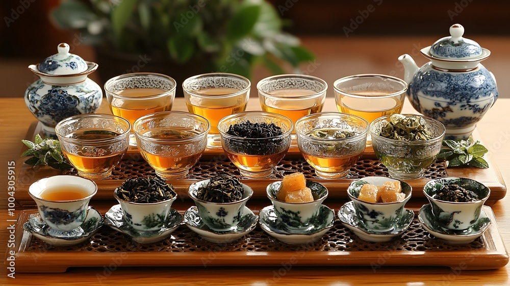 Thoughtful gift exchange of teas, fruits, and cultural symbols, shared ...