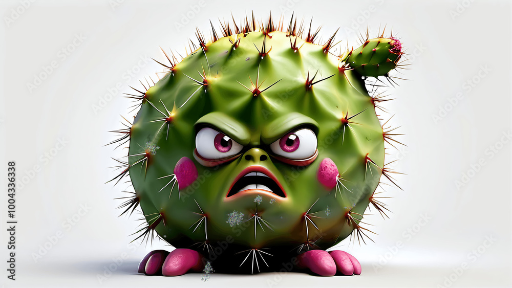 Angry cacti with prickly pear. Stock Photo | Adobe Stock