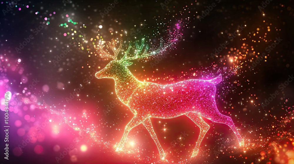 Magical Rainbow Reindeer: A vibrant, sparkling reindeer prances through ...