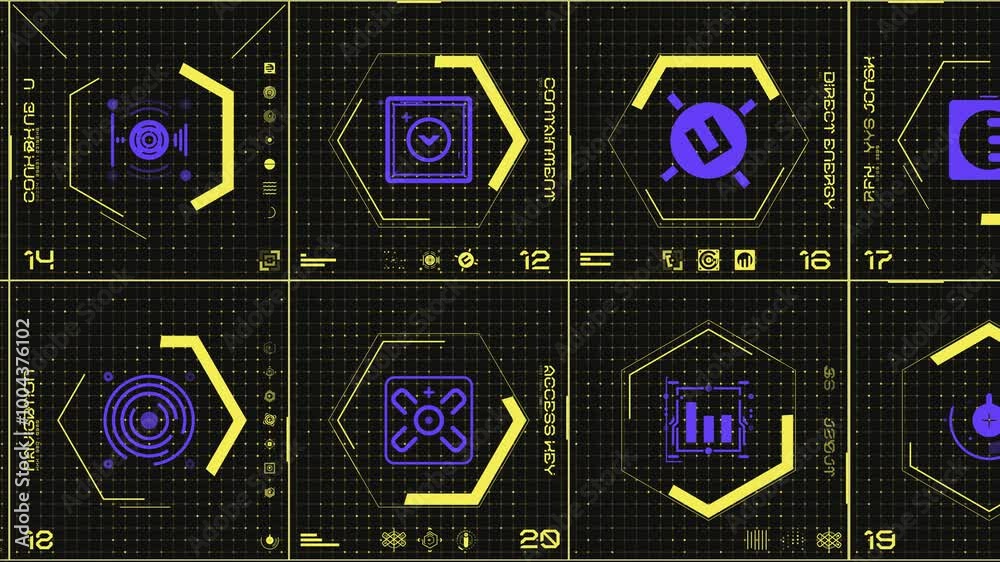 A looping background containing typographic elements with a mix of ...