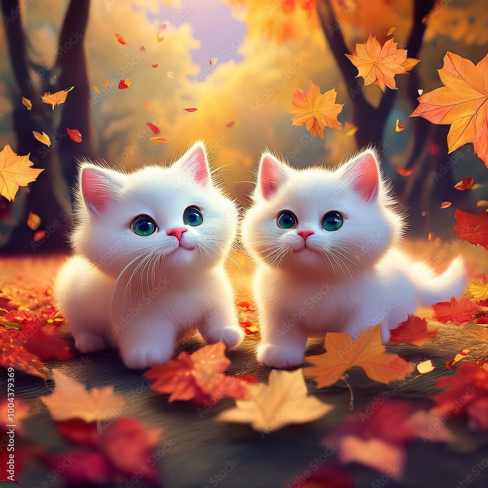 Animal photography, two cute white super mini cats, only the size of ...
