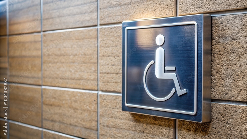 Accessible Toilet Sign with Wheelchair Symbol for Disabled People in ...