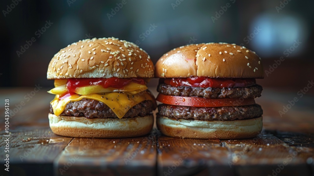 Image split in half, hamburger and apple. Healthy vs unhealthy food ...