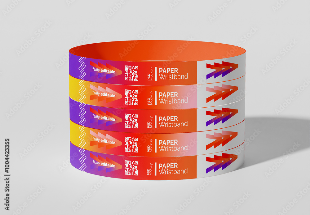 Stacked Paper Wristbands Mockup Stock Template | Adobe Stock