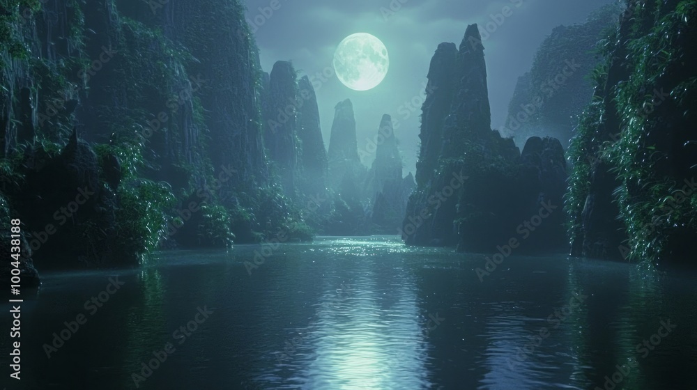 Moonlit Spirits: Ancient Chinese Mythology Scene of Spirits Dancing on ...