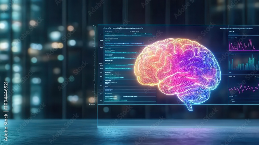 Brain connected to a neuromarketing dashboard, analyzing emotional ...