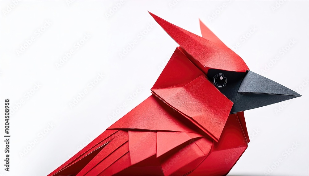 paper origami concept of a Northern Cardinal bird - Cardinalis ...