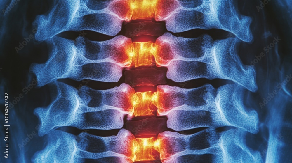 Digital X-Ray Reveals Lumbar Spine with Highlighted Pain Points ...