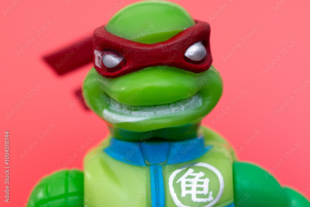 Angry face of Raphael from Teenage Mutant Ninja Turtles on a red ...