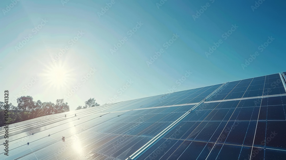 Solar panel installation on roof under clear sky showcasing renewable ...