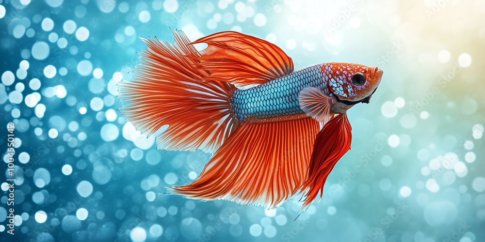 Male betta fish displaying fins in flaring posture, animal illustration ...