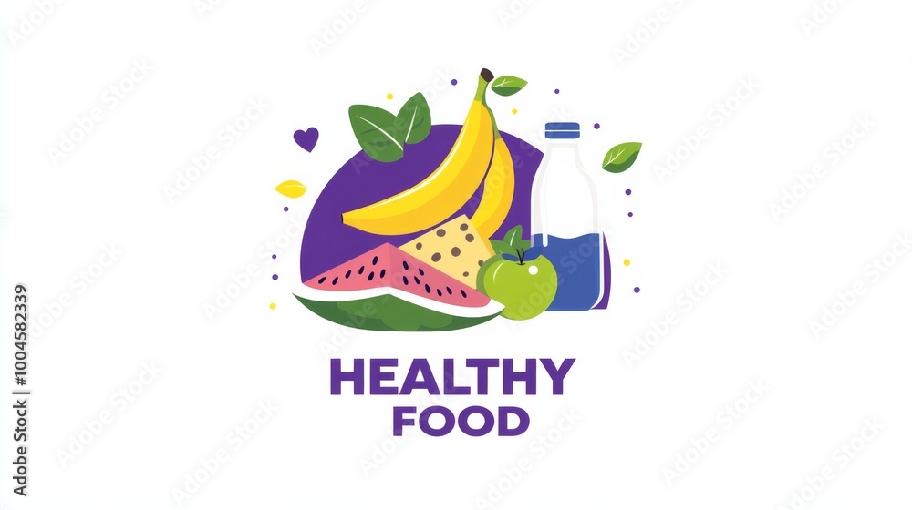 logo design for a health company featuring the text "HEALTHY FOOD ...