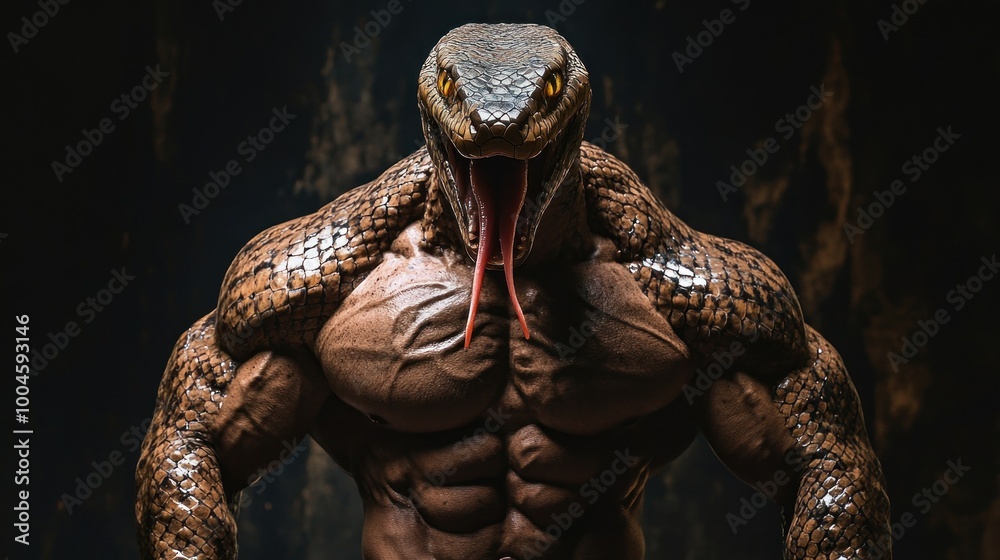 Muscular man head of an snake epic combination background wallpaper AI ...