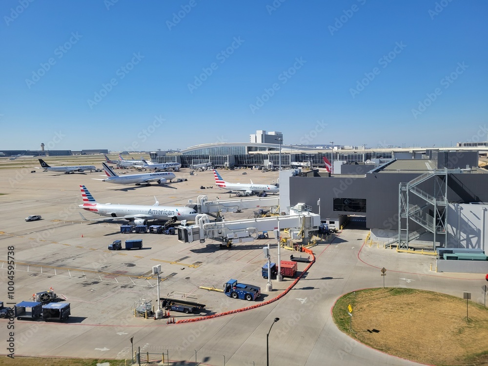 Exterior view of American Airlines aircraft at Dallas Ft. Worth ...