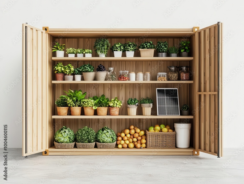 Eco-friendly container shop with living walls, solar panels, and ...
