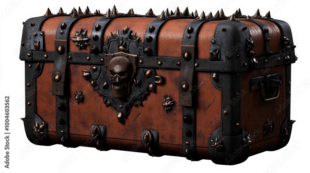 Gothic Treasure Chest: A weathered, studded chest exudes dark fantasy ...