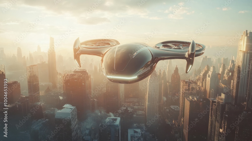 Passenger transportation of the future. Air vehicle, flying car drone ...