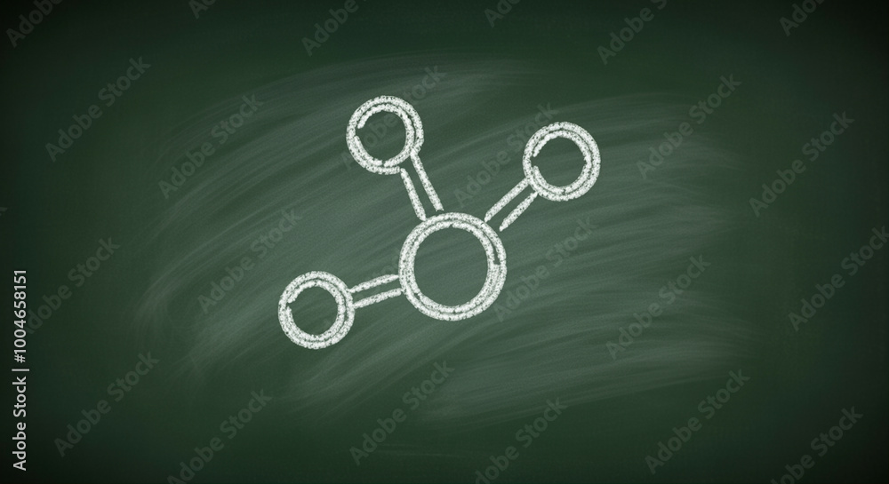 Chemical structure diagram on chalkboard with science illustration and ...