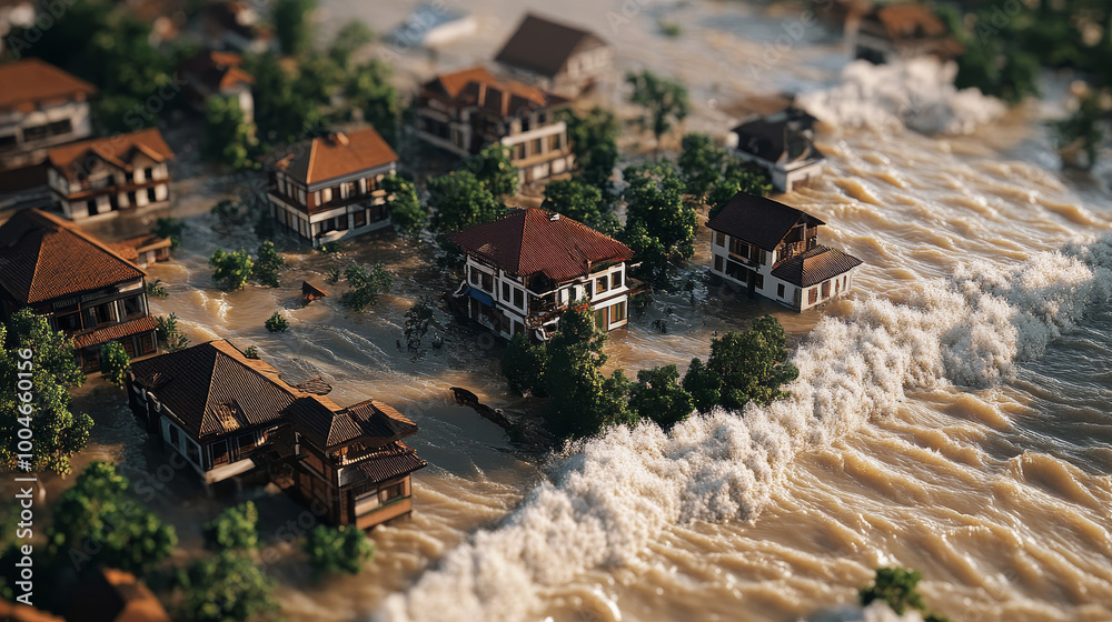 "Emergency hazard map depicting areas at risk of landslides and floods ...